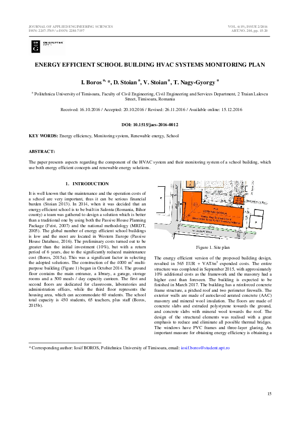 (PDF) Energy Efficient School Building HVAC Systems Monitoring Plan