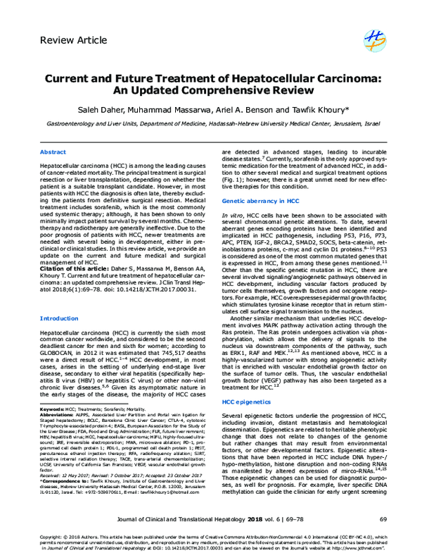 (PDF) Current and Future Treatment of Hepatocellular Carcinoma: An ...