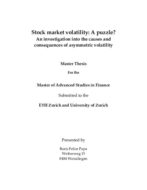 (PDF) II-Stock Markets Volatility: A Puzzle?