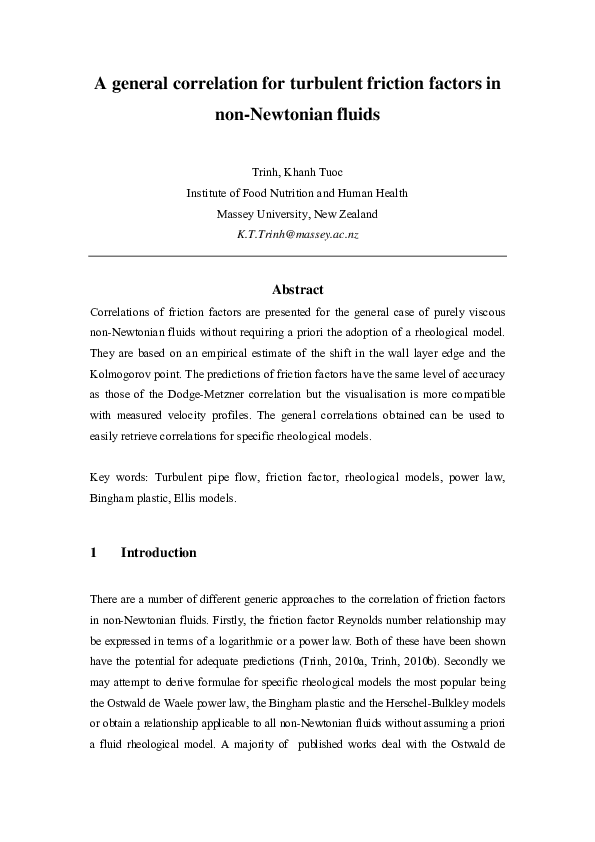 (PDF) A general correlation for turbulent friction factors in non ...