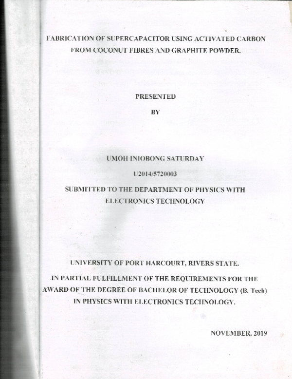 (PDF) FABRICATION OF A SUPERCAPACITOR USING ACTIVATED CARBON