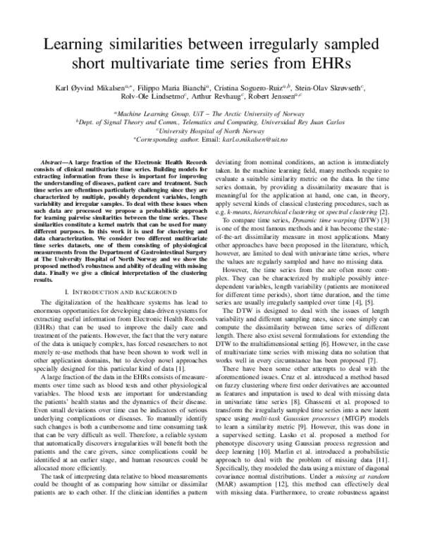 Pdf Learning Similarities Between Irregularly Sampled Short