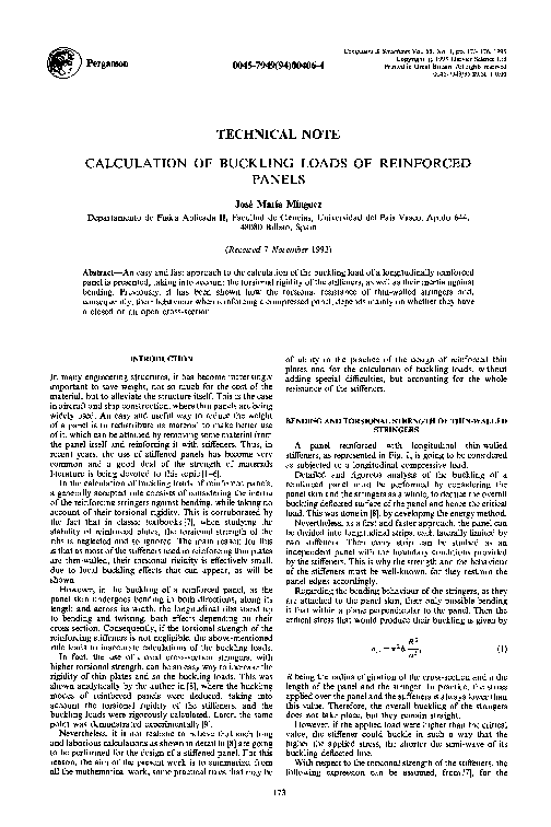 (PDF) Calculation of buckling loads of reinforced panels