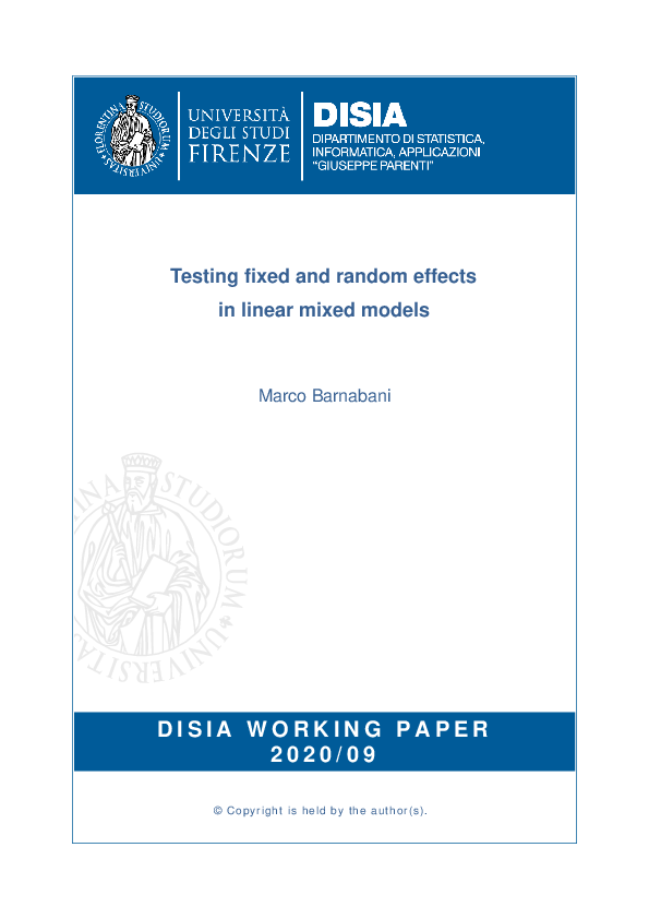 (PDF) Testing fixed and random effects in linear mixed models