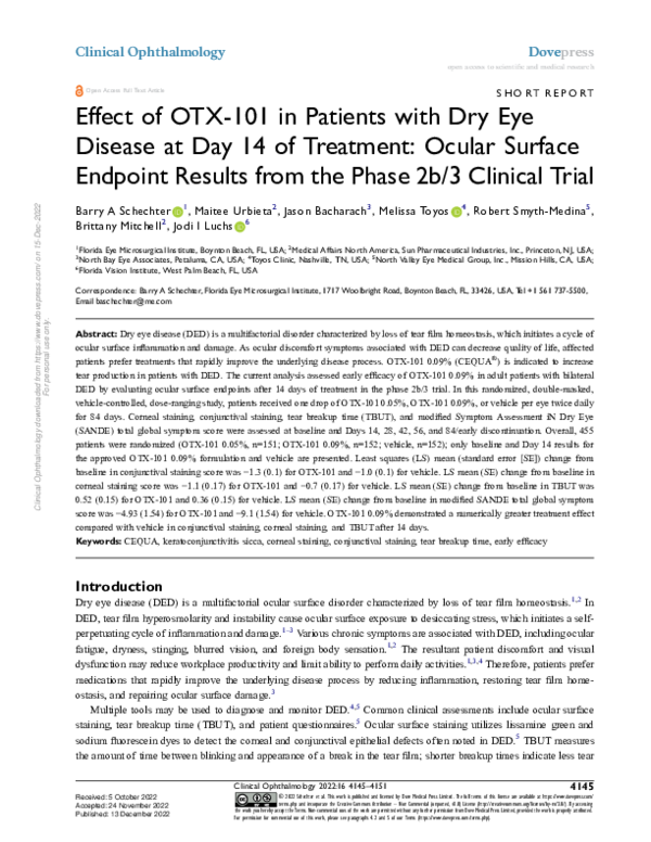 (PDF) Effect of OTX-101 in Patients with Dry Eye Disease at Day 14 of ...