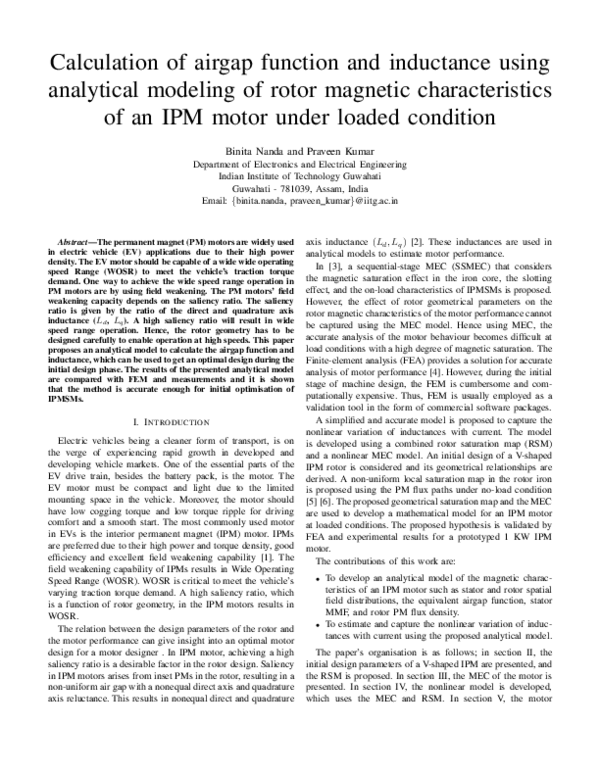 (PDF) Calculation of airgap function and inductance using analytical ...