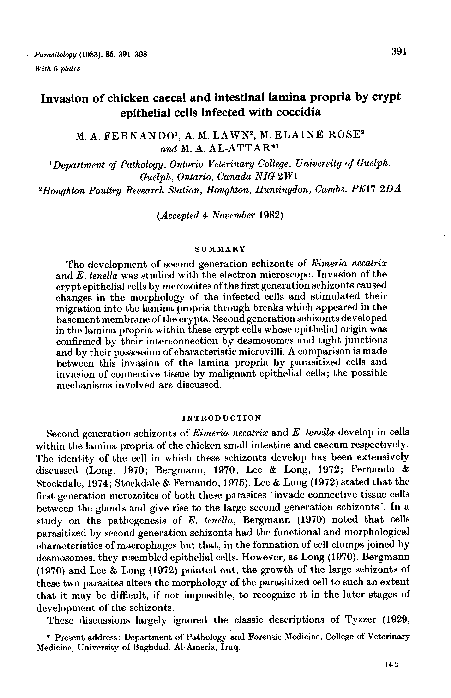 (PDF) Invasion of chicken caecal and intestinal lamina propria by crypt ...