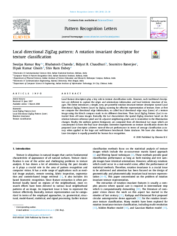 (PDF) Pattern Recognition Letters