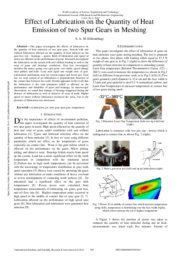 (PDF) Effect Of Lubrication On The Quantity Of Heat Emission Of Two ...