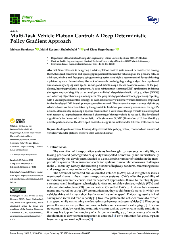 (PDF) Multi-Task Vehicle Platoon Control: A Deep Deterministic Policy Gradient Approach