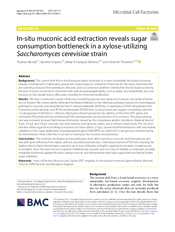 (PDF) In-situ muconic acid extraction reveals sugar consumption ...