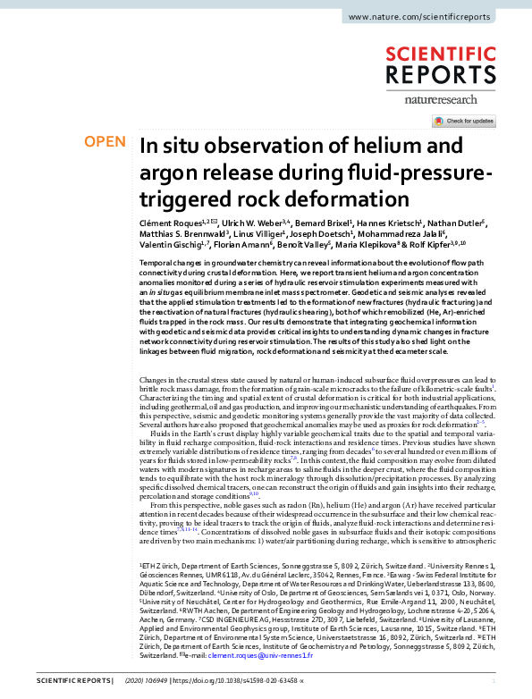 (PDF) In situ observation of helium and argon release during fluid ...