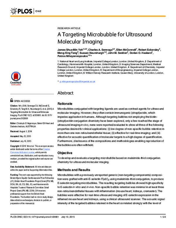 Pdf A Targeting Microbubble For Ultrasound Molecular Imaging