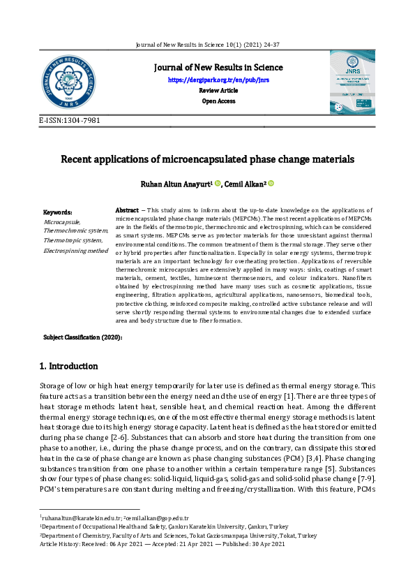 (PDF) Most Recent Aplications of Microencapsulated Phase Change Materials