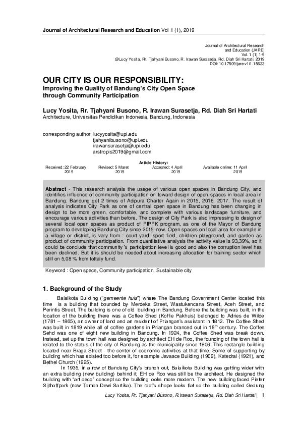 (PDF) Our City is Our Responsibility: Improving the Quality of Bandung ...