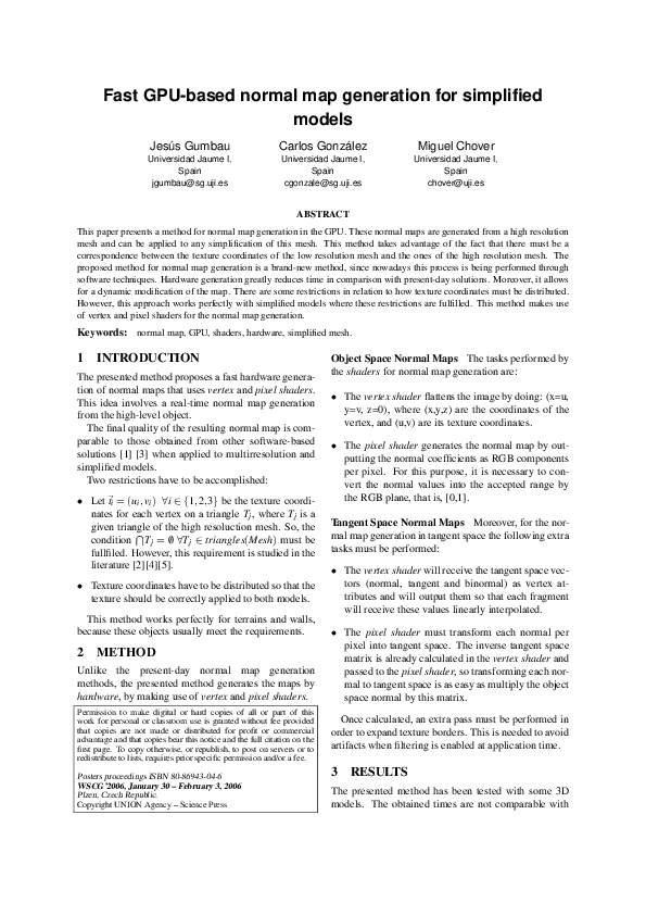 (PDF) Fast GPU-based normal map generation for simplified models | Carlos Gonzalez - Academia.edu