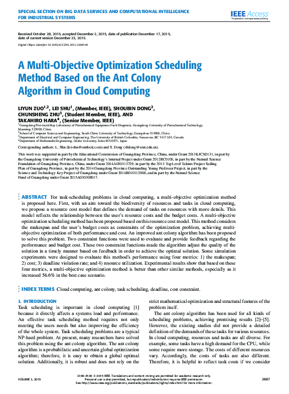 (PDF) A Multi-Objective Optimization Scheduling Method Based on the Ant Colony Algorithm in ...