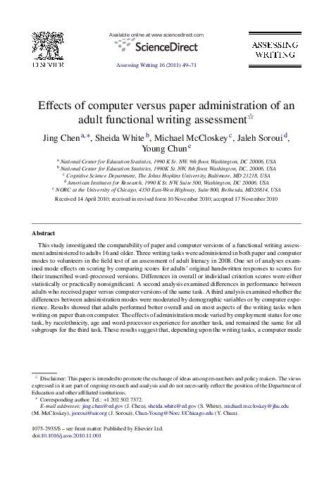 (PDF) Effects of computer versus paper administration of an adult ...