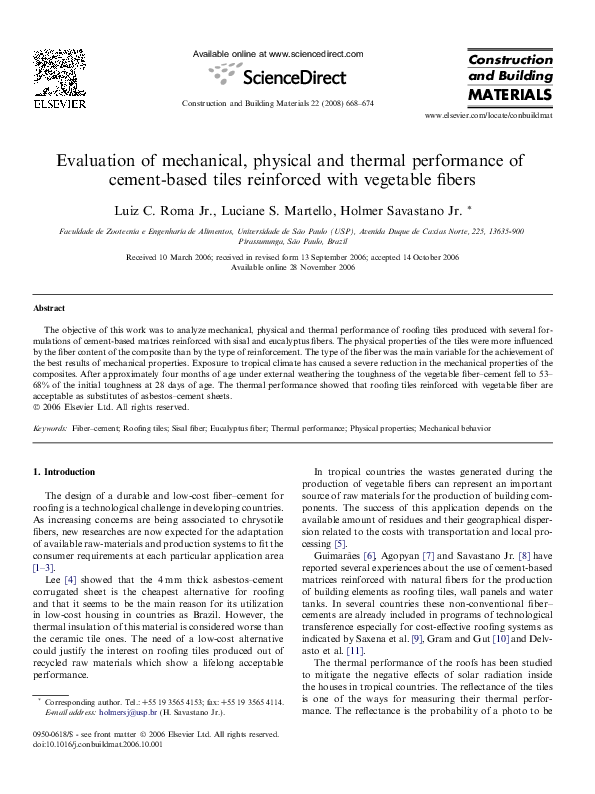 (PDF) Evaluation of mechanical, physical and thermal performance of ...