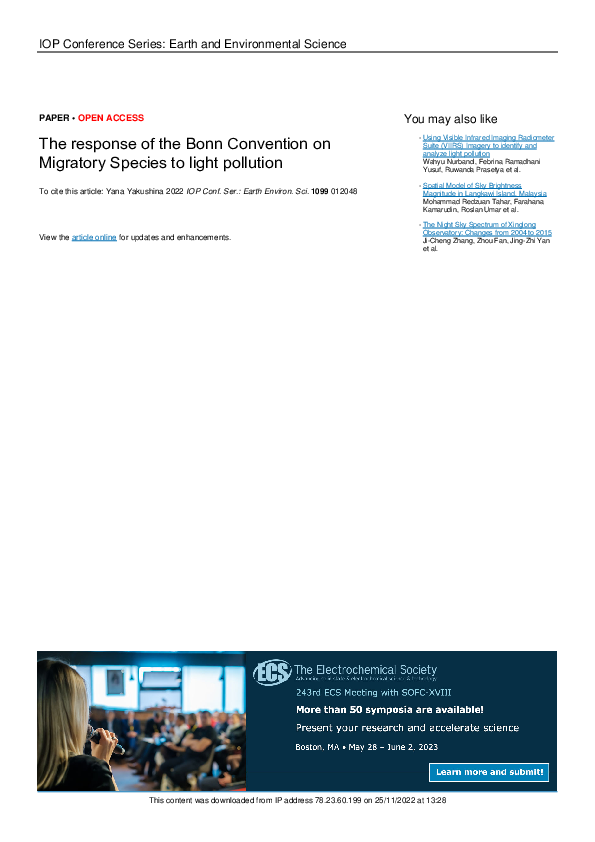 (PDF) The response of the Bonn Convention on Migratory Species to light ...
