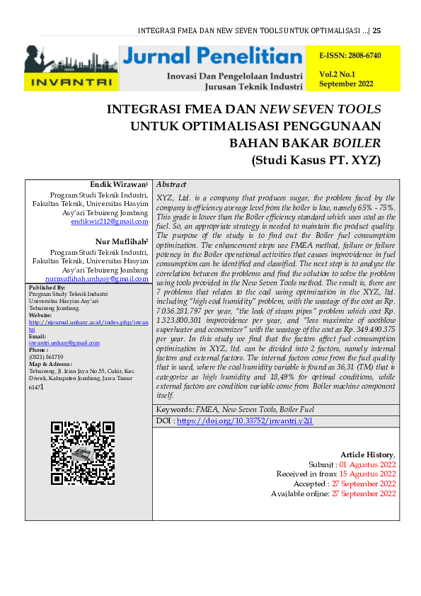 (PDF) Integrasi Fmea Dan New Seven Tools Untuk Optimalisasi Penggunaan ...
