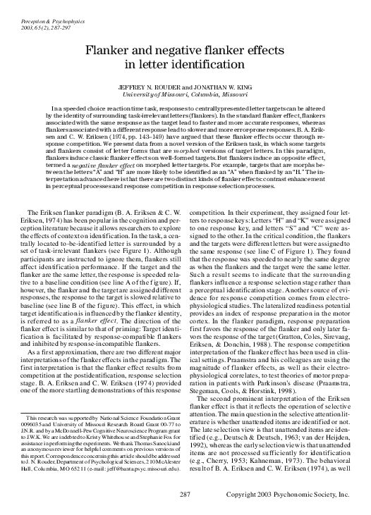 (PDF) Flanker and negative flanker effects in letter identification