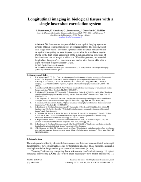 (PDF) Longitudinal imaging in biological tissues with a single laser ...