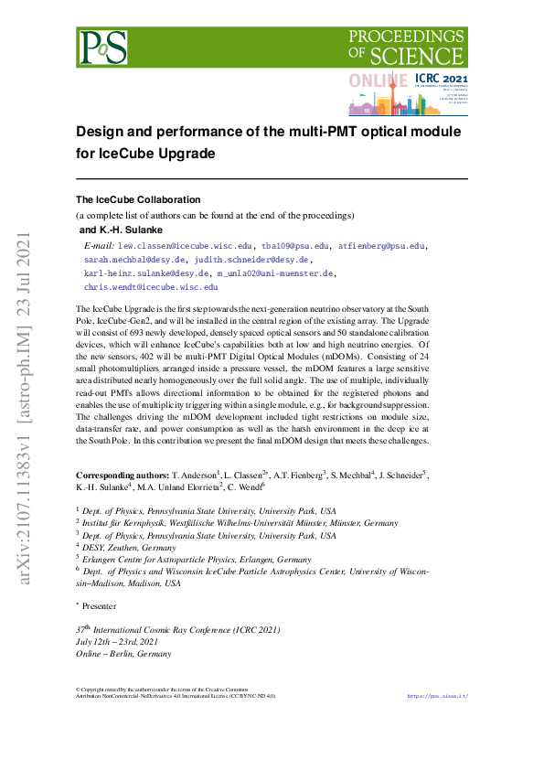 (PDF) Multi-PMT Module Design for IceCube Upgrade