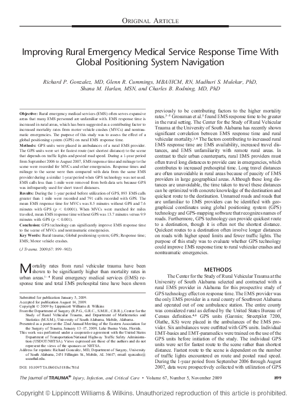 (PDF) Improving Rural Emergency Medical Service Response Time With ...