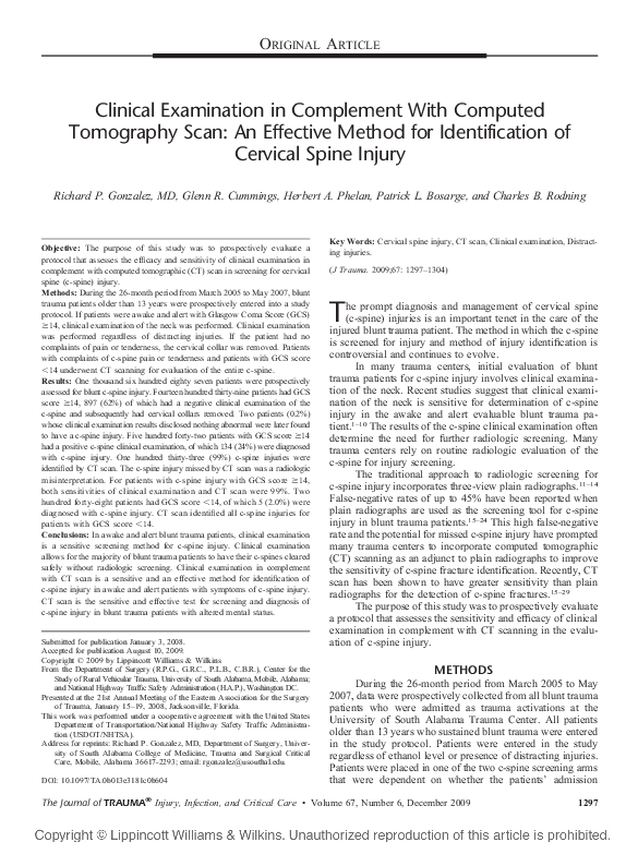 (PDF) Clinical Examination in Complement With Computed Tomography Scan: An Effective Method for ...