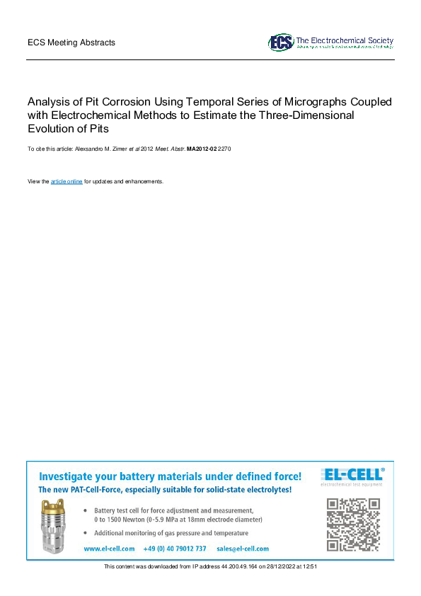 (PDF) Analysis of Pit Corrosion Using Temporal Series of Micrographs ...