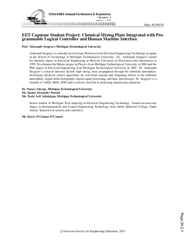 (PDF) EET Capstone Student Project: Chemical Mixing Plant Integrated ...