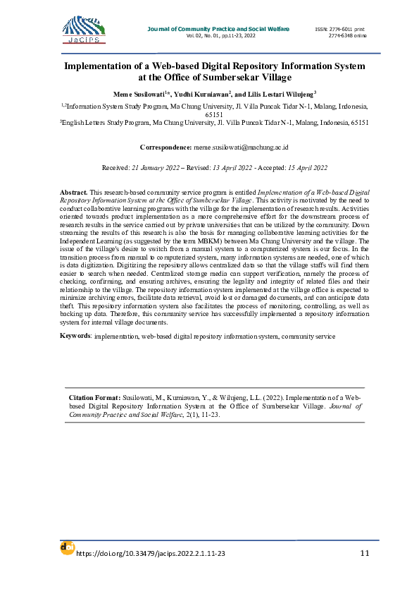 (PDF) Implementation of a Web-based Digital Repository Information System at the Office of ...