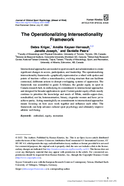 (PDF) The Operationalizing Intersectionality Framework