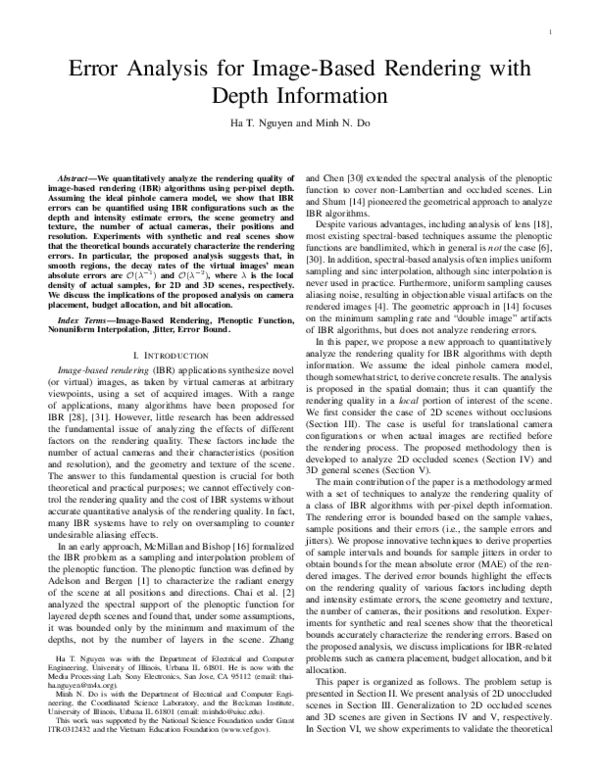 (PDF) Error Analysis for Image-Based Rendering With Depth Information