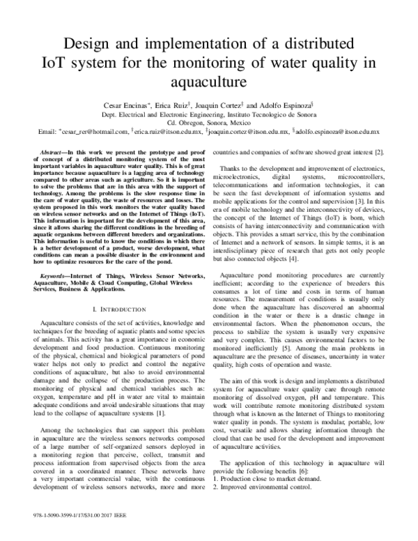 Pdf Design And Implementation Of A Distributed Iot System For The