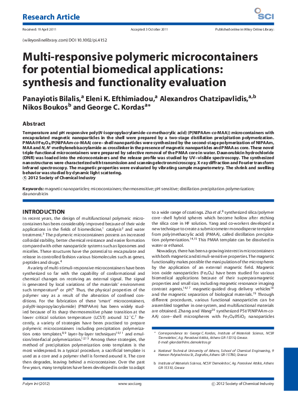 (PDF) Multi-responsive polymeric microcontainers for potential ...