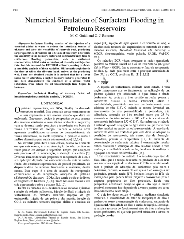 (PDF) Numerical Simulation of Surfactant Flooding in Darcy Scale Flow