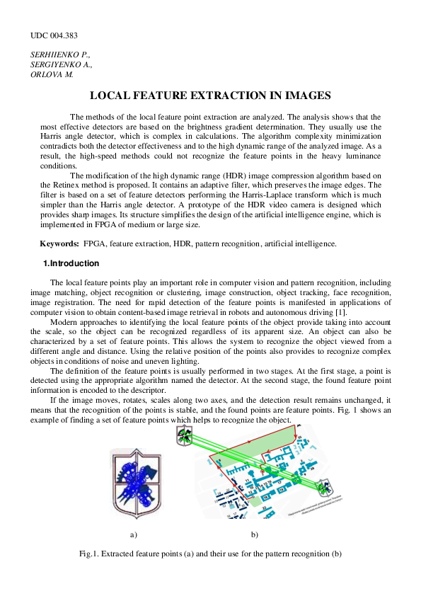 (PDF) Local Feature Extraction in Images