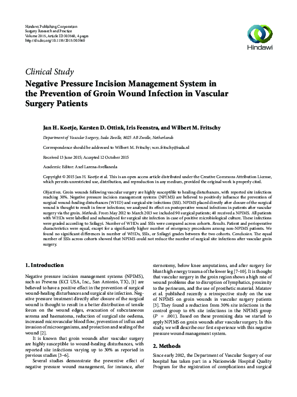 (PDF) Negative Pressure Incision Management System in the Prevention of ...
