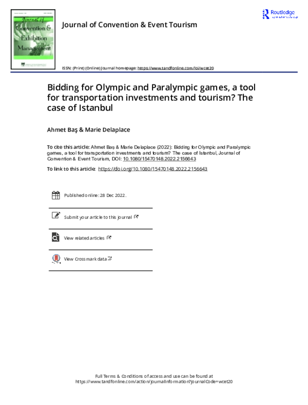 (PDF) Bidding for Olympic and Paralympic games, a tool for ...