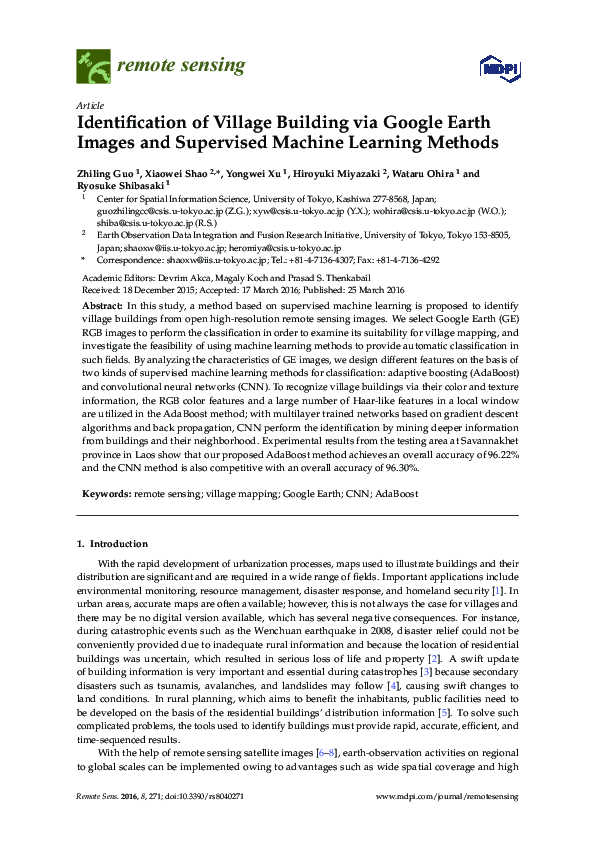 (PDF) Identification of Village Building via Google Earth Images and ...