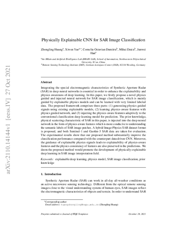 (PDF) Physically explainable CNN for SAR image classification