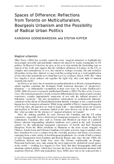 (PDF) Spaces of Difference: Reflections from Toronto on ...