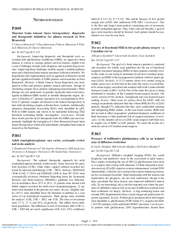 (PDF) P.041 Adult craniopharyngioma: case series, systematic review and meta-analysis | Amir A ...