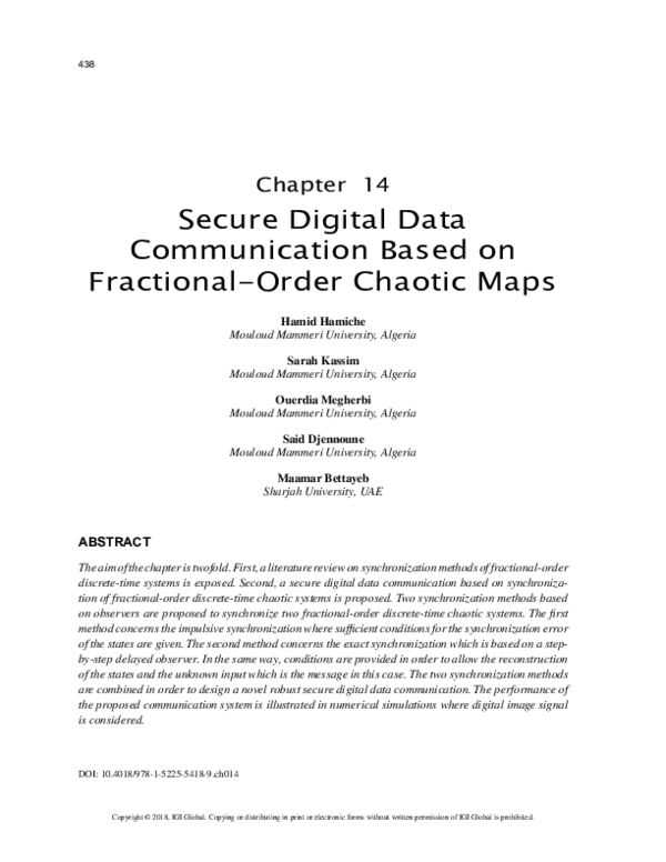 (PDF) Secure Digital Data Communication Based on Fractional-Order Chaotic Maps