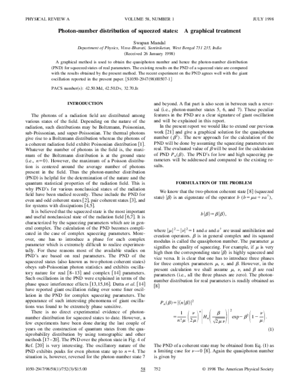 (PDF) Photon-number distribution of squeezed states: A graphical treatment