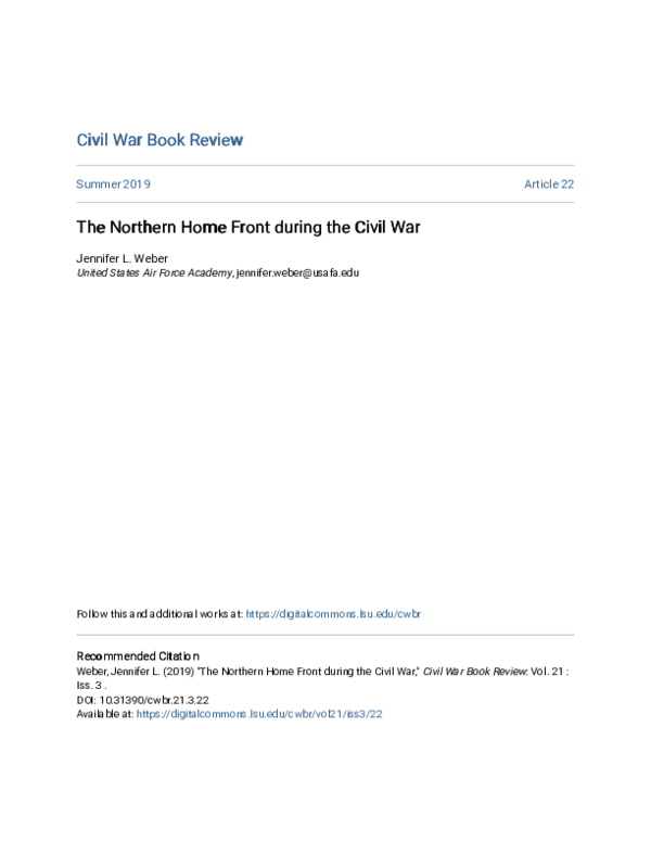 (PDF) Army at Home: Women and the Civil War on the Northern Home Front