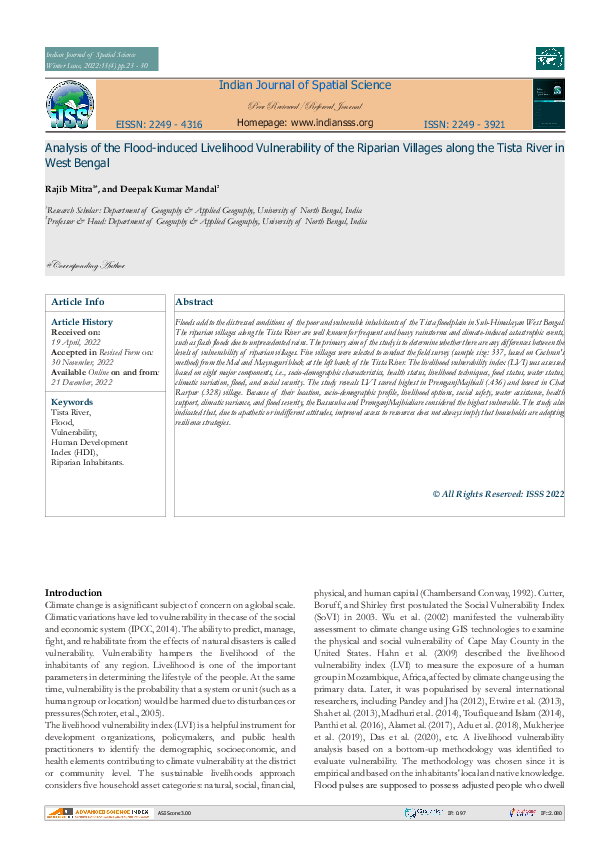 (PDF) Analysis of the Flood-induced Livelihood Vulnerability of the ...