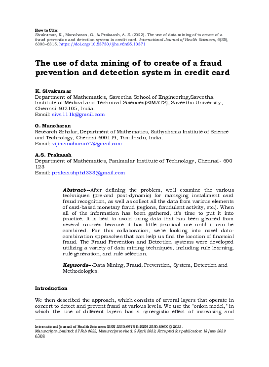 (PDF) Use of Data Mining of to Create of a Fraud Prevention and Detection System in Credit Card